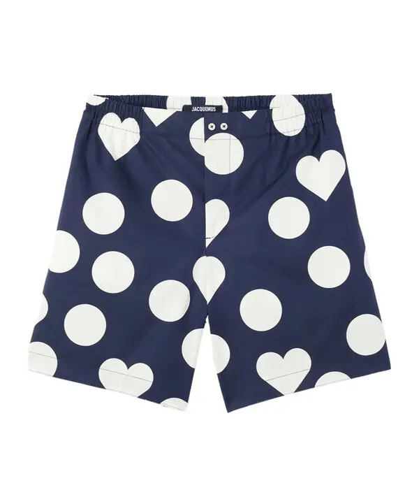Jacquemus Calecon Polka-dot Print Shorts - Navy