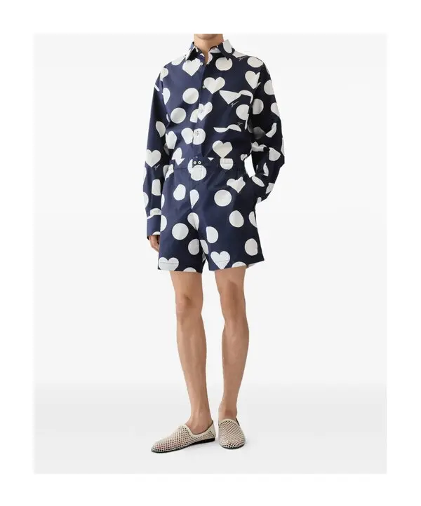 Jacquemus Calecon Polka-dot Print Shorts - Navy