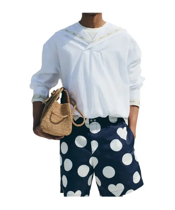Jacquemus Calecon Polka-dot Print Shorts - Navy