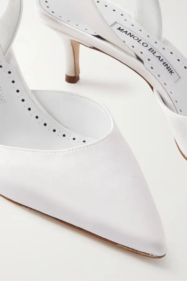 Manolo Blahnik Carolyne Slingback Heels - White