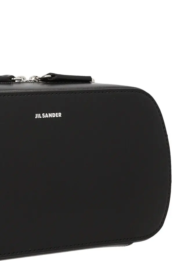 JIL SANDER Logo Printed Zip-up Shoulder Bag