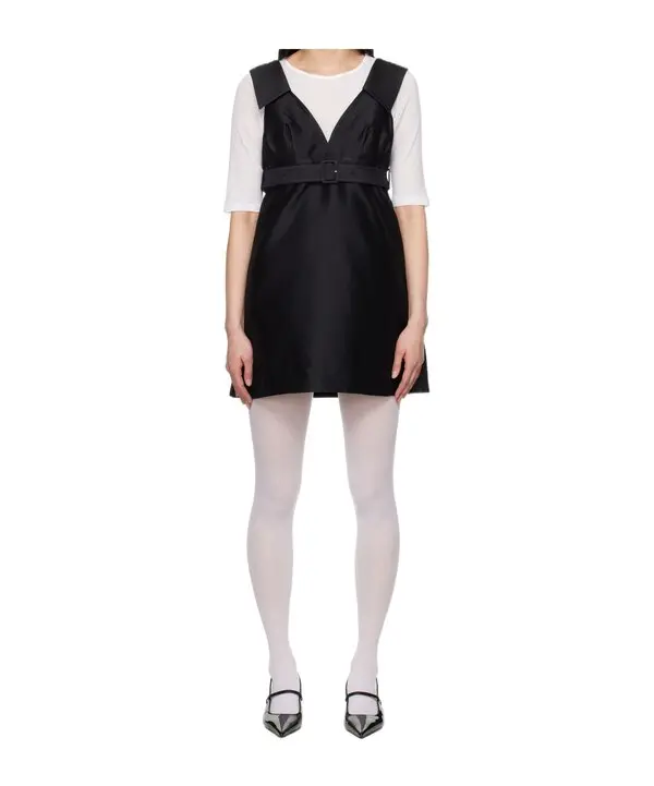 SHUSHU/TONG A-line Dress With Lapel And Belt - Black