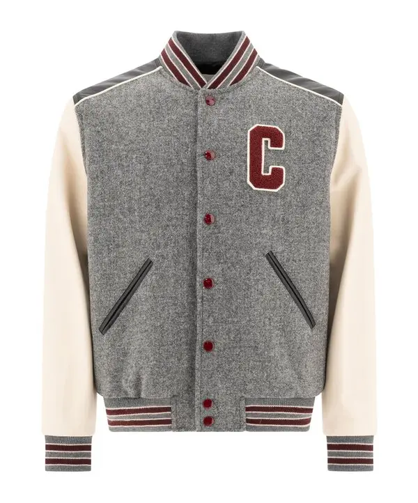 Celine Classic Teddy Jacket In Wool Tricotine - Gray/black/multicolor