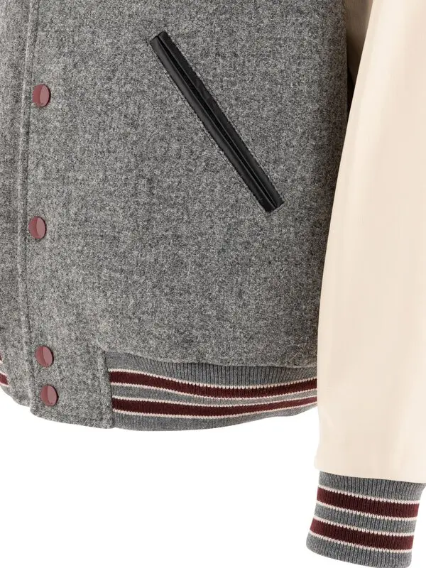 Celine Classic Teddy Jacket In Wool Tricotine - Gray/black/multicolor