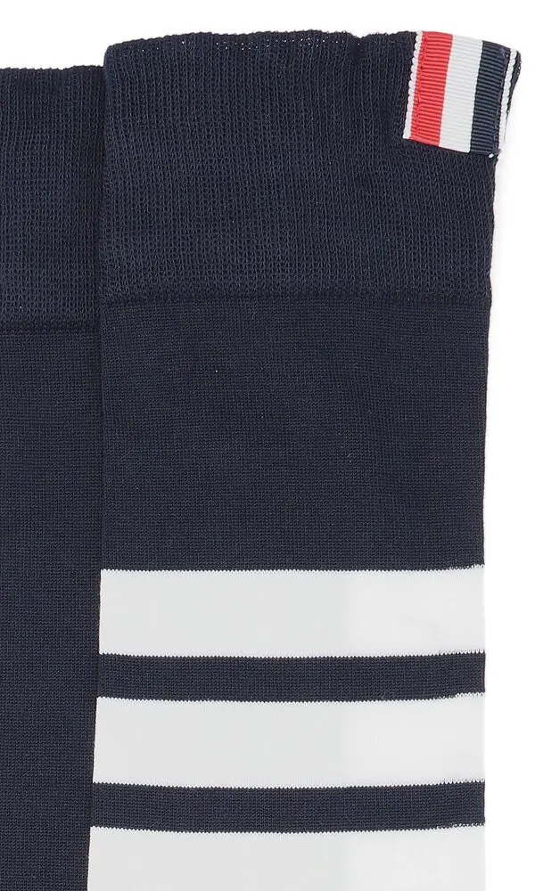 Thom Browne Four-stripe Calf Length Socks - Black