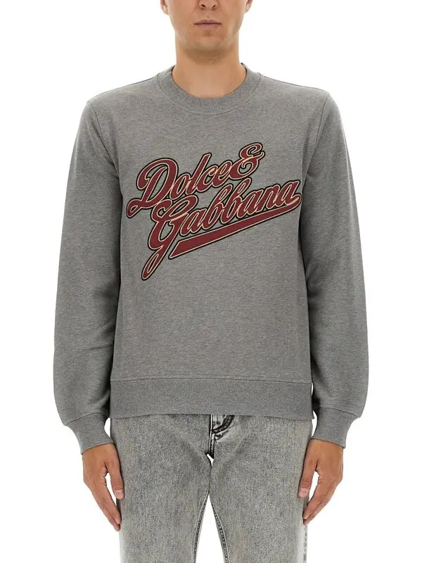 Dolce & Gabbana Logo Embroidered Sweatshirt - Mixed Ash