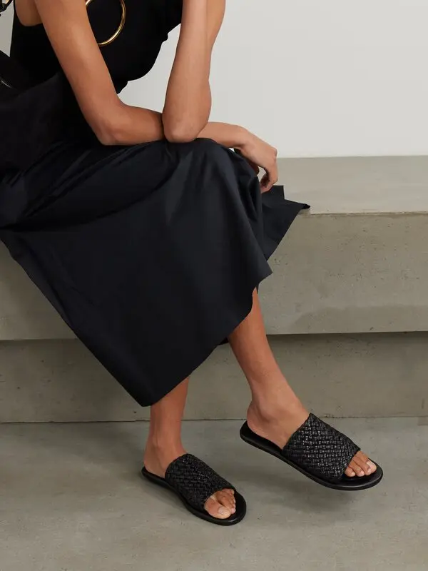 ST. AGNI Woven Leather Slides
