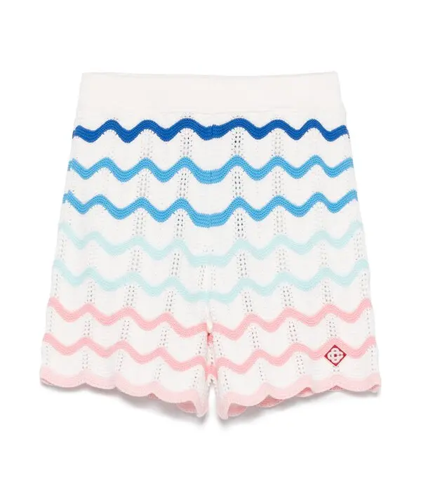 Casablanca Wave Knitted Shorts - White