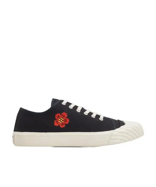 Kenzo Flower Embroidered Lace-up Sneakers - Black
