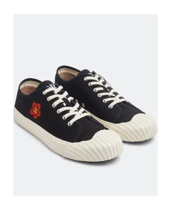 Kenzo Flower Embroidered Lace-up Sneakers - Black