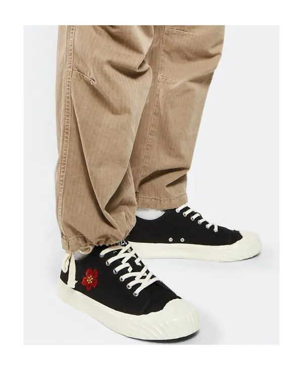 Kenzo Flower Embroidered Lace-up Sneakers - Black