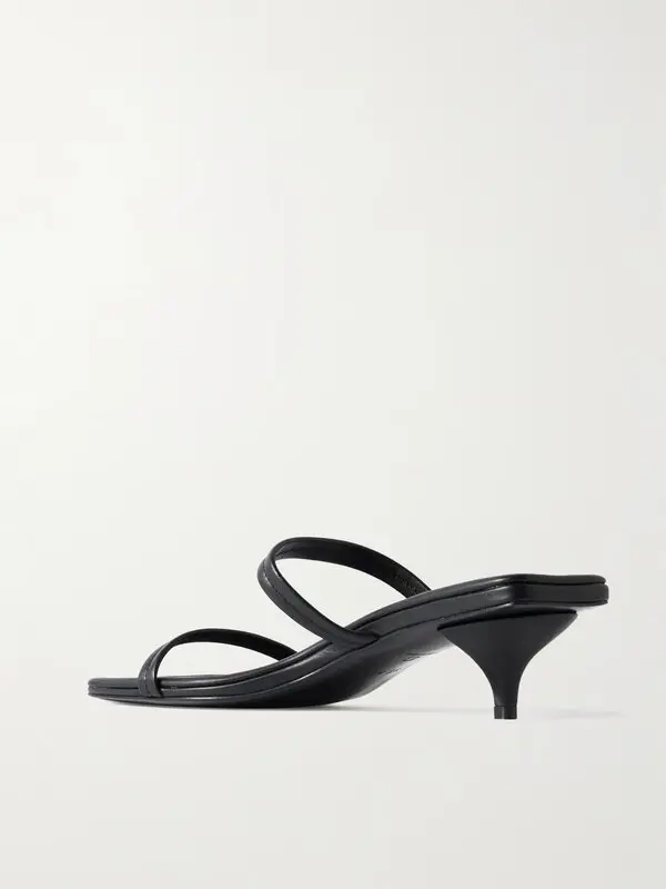 ST. AGNI Leather Kitten Heel Sandals - Black