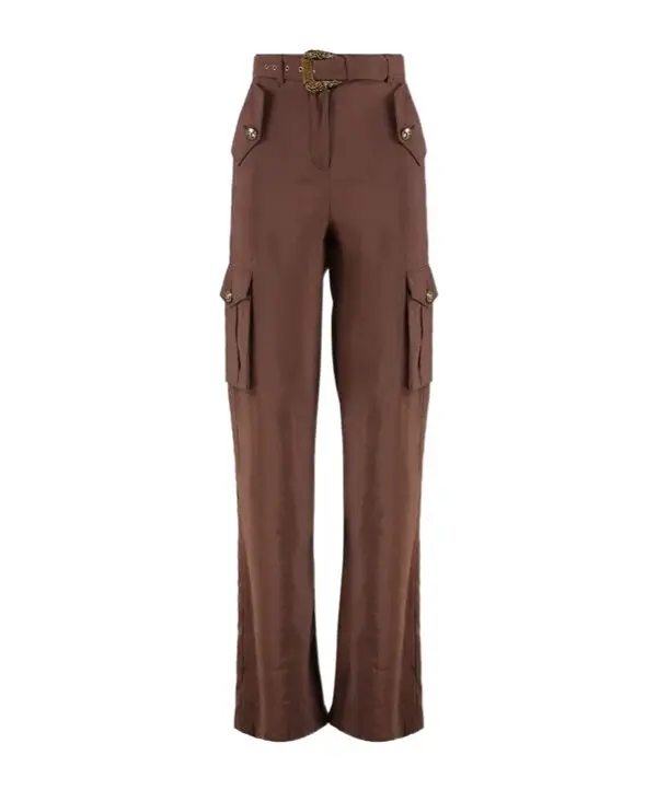 Versace Crinkled-finish Belted Cargo Pants - Brown