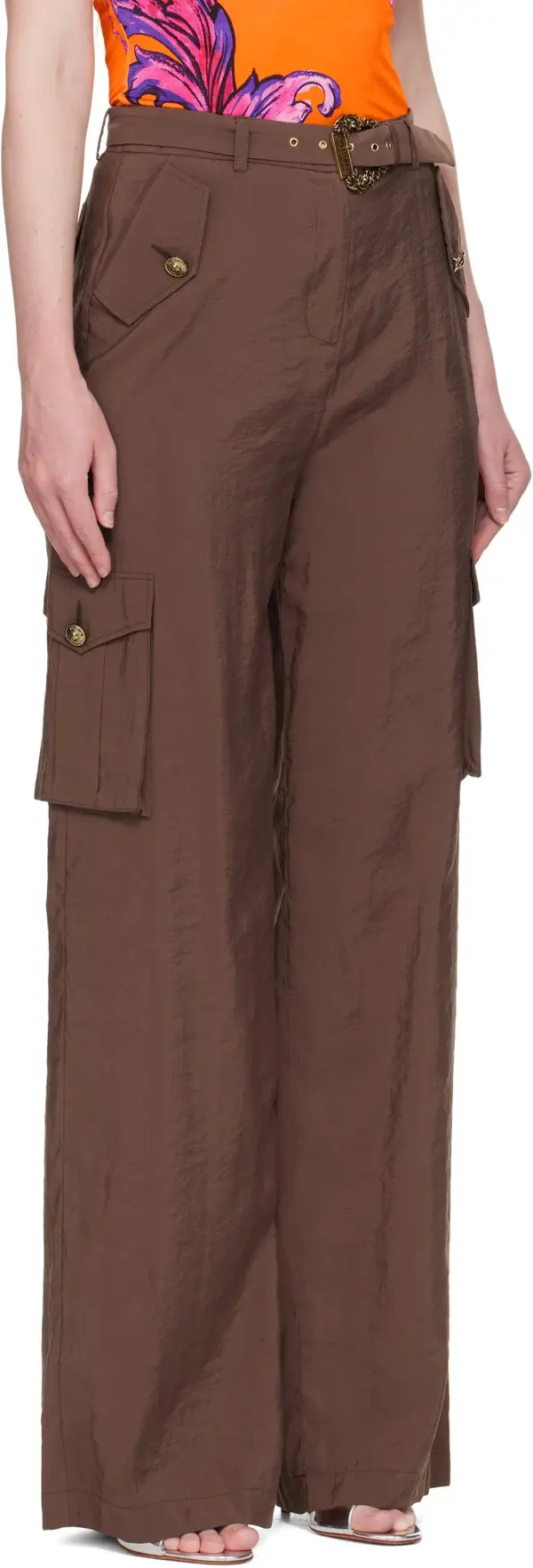 Versace Crinkled-finish Belted Cargo Pants