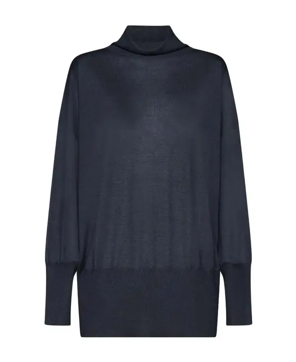 Brunello Cucinelli Roll Neck Knitted Jumper - Blue