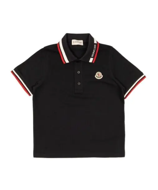 Moncler Tricolour-trimmed Piquet Polo Shirt - Midnight Blue