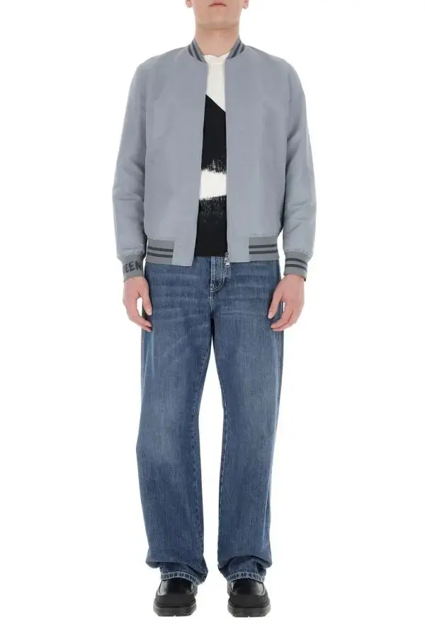 Alexander McQueen Logo Patch Wide Leg Jeans