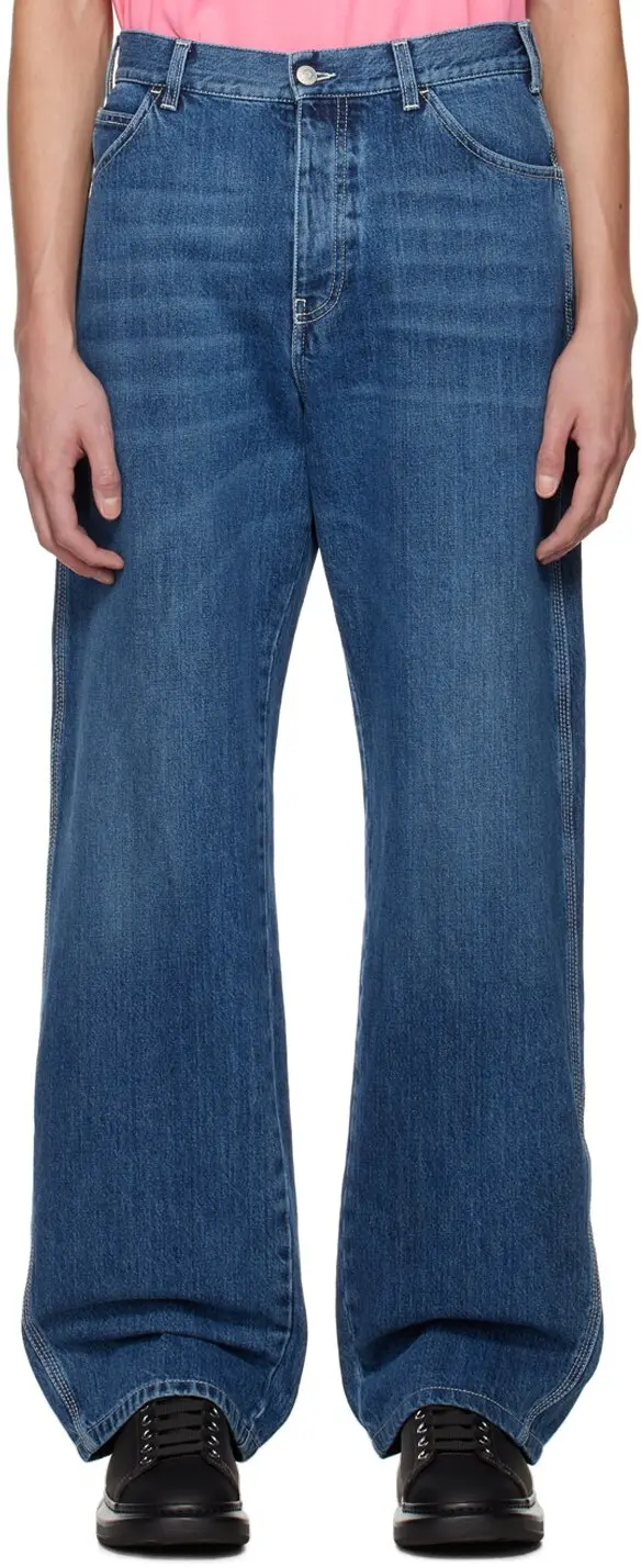Alexander McQueen Logo Patch Wide Leg Jeans