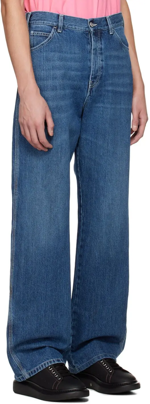 Alexander McQueen Logo Patch Wide Leg Jeans