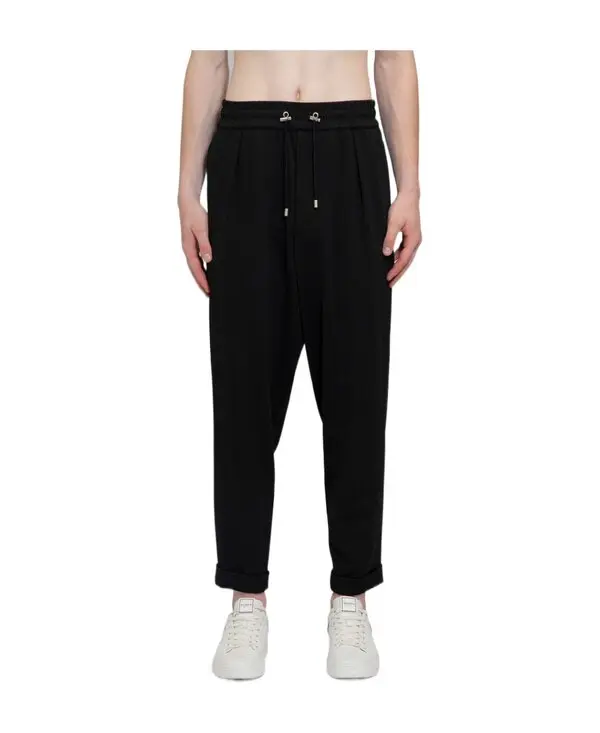 Balmain Cropped Drawstring Trousers - Black