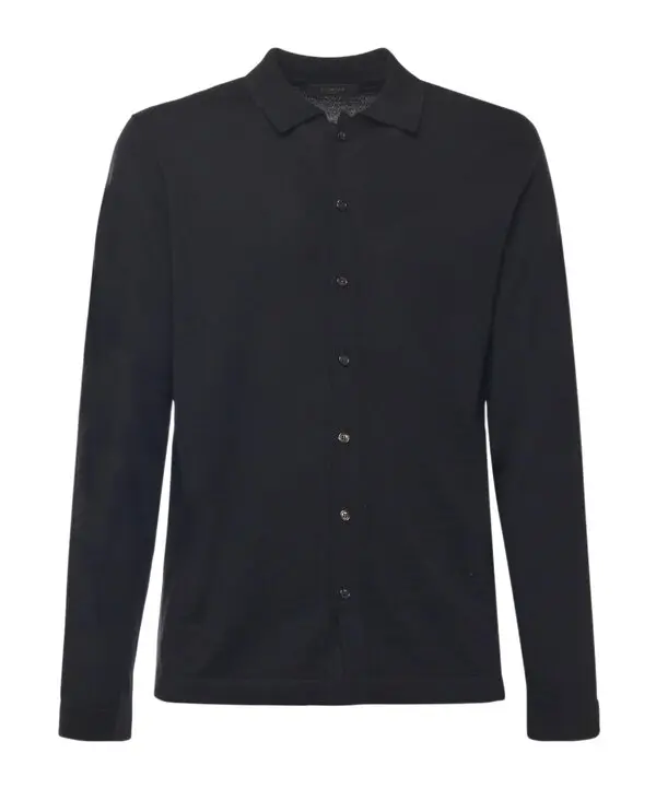 ZANONE Button-up Knit Shirt - Black