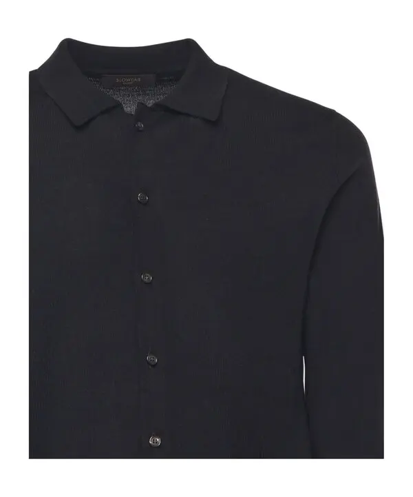 ZANONE Button-up Knit Shirt - Black