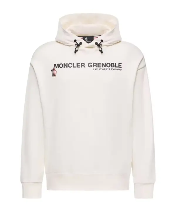 Moncler Long Sleeve Hoodie With Logo Print - White