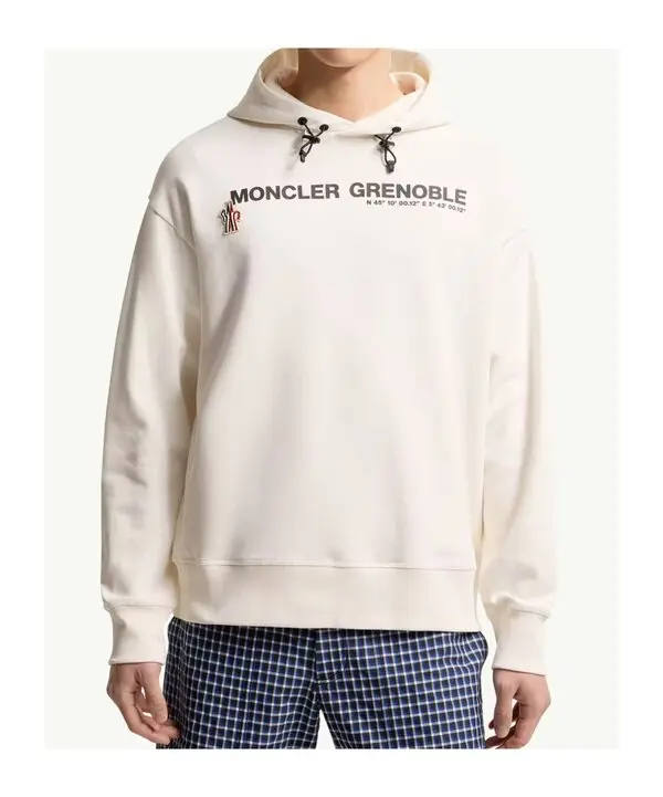 Moncler Long Sleeve Hoodie With Logo Print - White