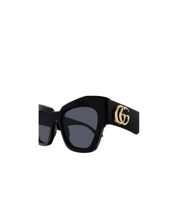 Gucci Geometric Logo-detail Cat-eye Sunglasses - Black
