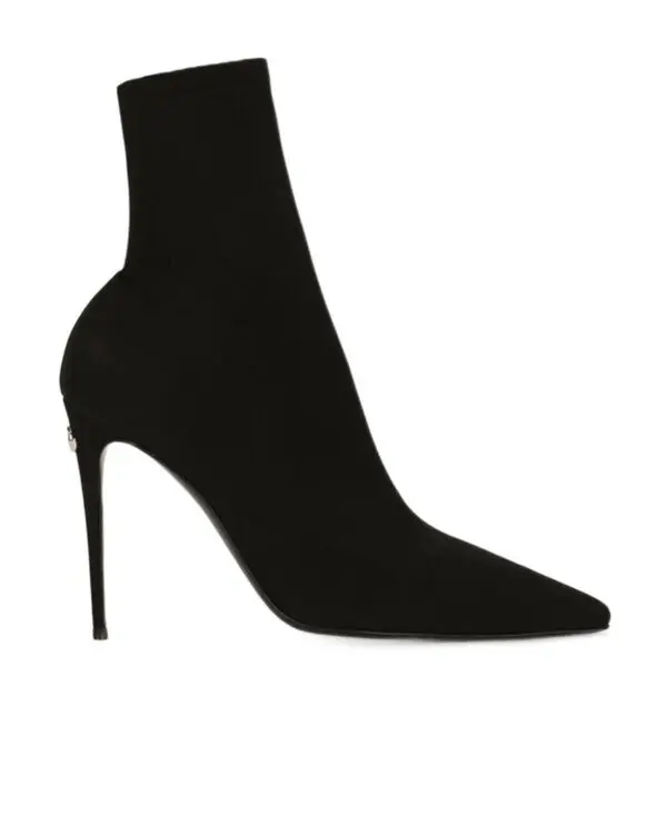 Dolce & Gabbana Logo Plaque Pointed-toe Ankle Boots - Black
