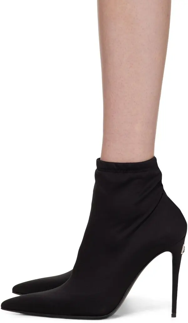 Dolce & Gabbana Logo Plaque Pointed-toe Ankle Boots - Black