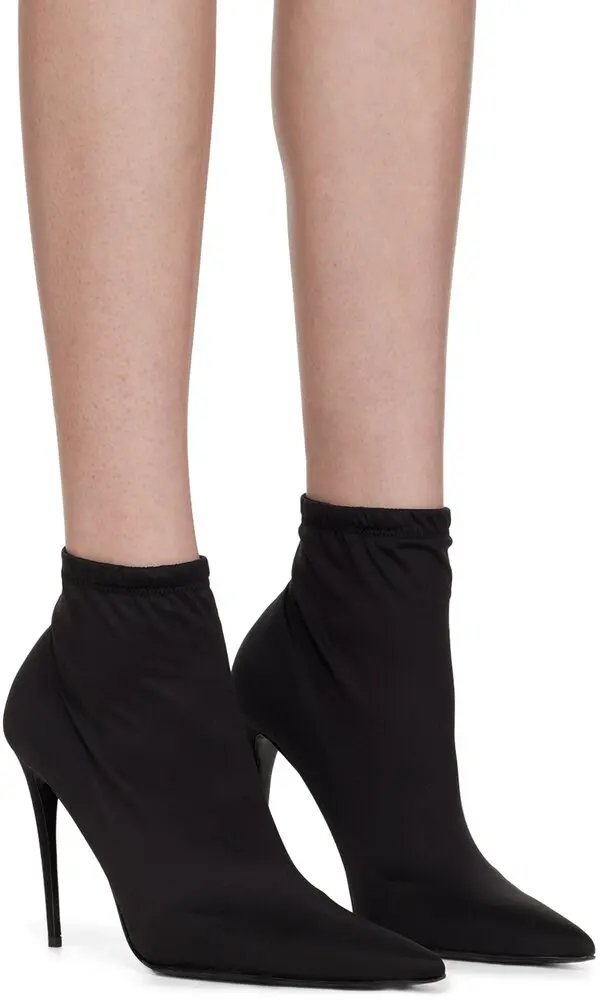 Dolce & Gabbana Logo Plaque Pointed-toe Ankle Boots - Black