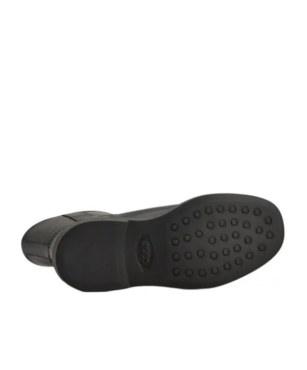 TOD'S Round Toe Ankle Boots With Side Straps And Logo Detail - Black