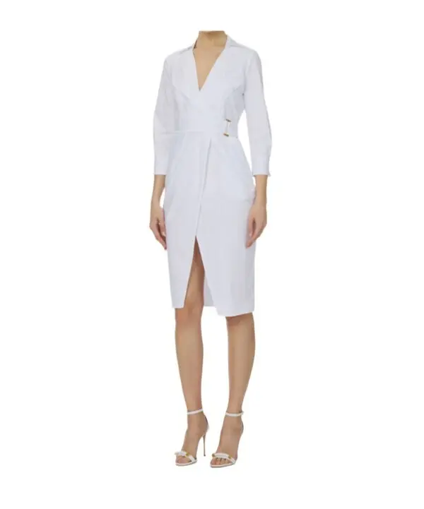 Elisabetta Franchi Wraparound Midi Dress With Embellished Cuffs