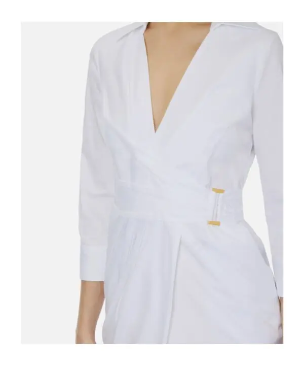 Elisabetta Franchi Wraparound Midi Dress With Embellished Cuffs