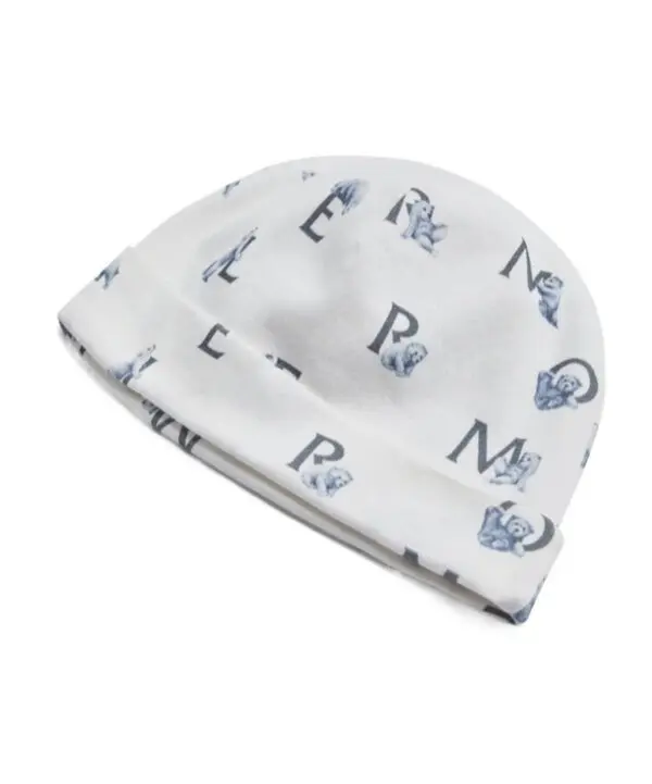Moncler All-over Patterned Crewneck Rompers And Beanie Set - White/blue