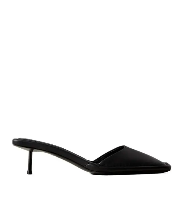 ST. AGNI Leather Square Toe Mules