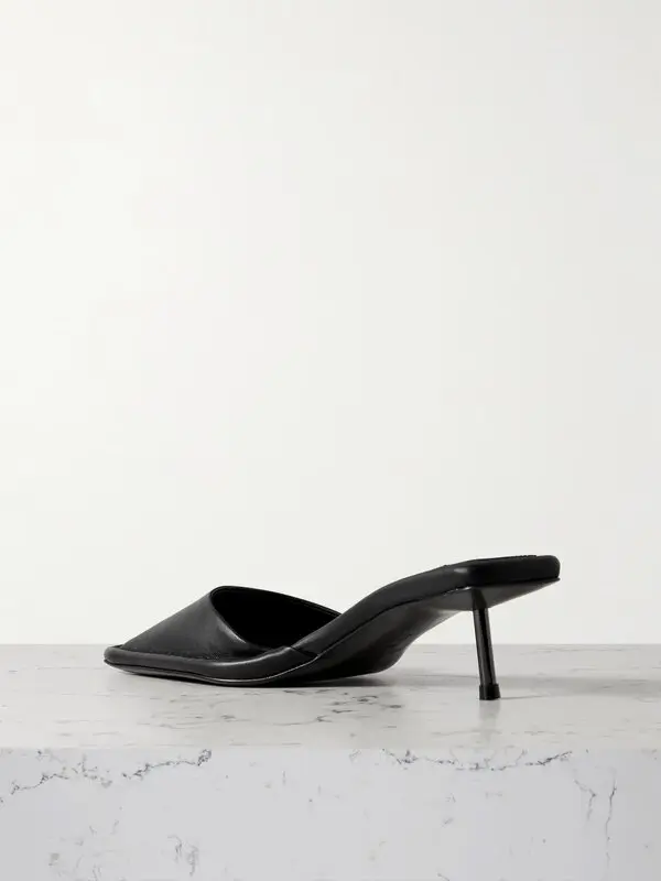 ST. AGNI Leather Square Toe Mules