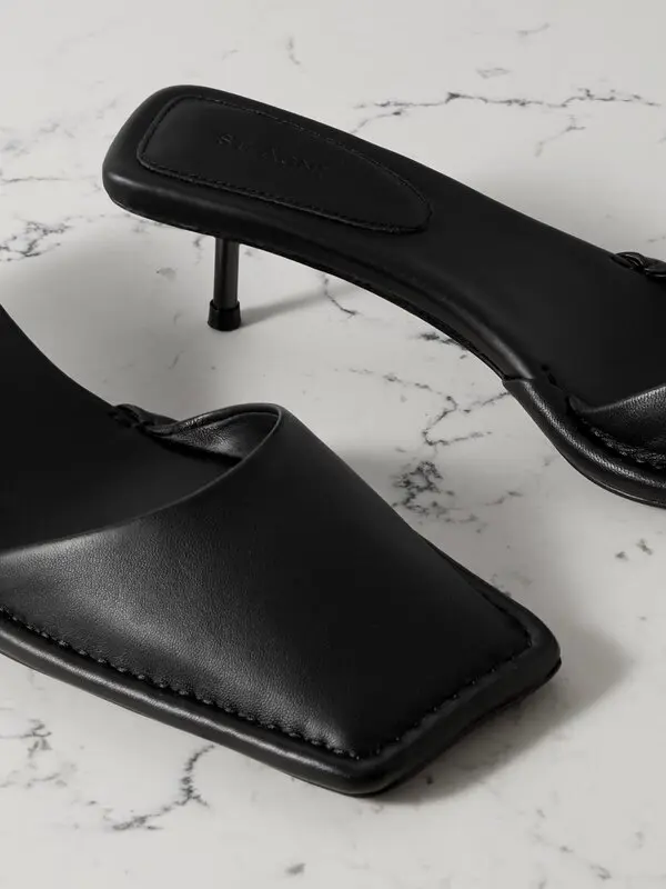 ST. AGNI Leather Square Toe Mules