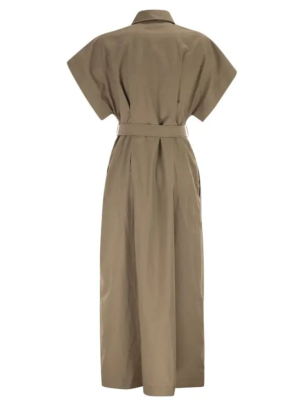 Brunello Cucinelli Short Sleeve Belted Dress - Brown