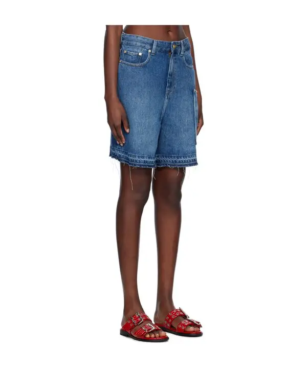 GANNI Light Wash Denim Cargo Shorts