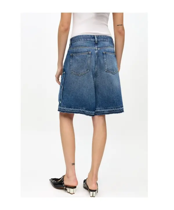 GANNI Light Wash Denim Cargo Shorts