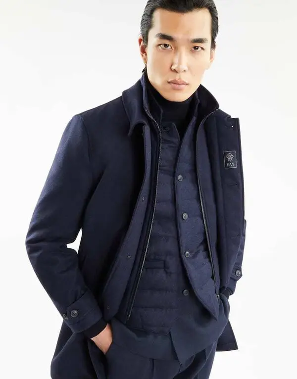 FAY Morning Coat With Welt Pockets And Button Cuffs - Blue