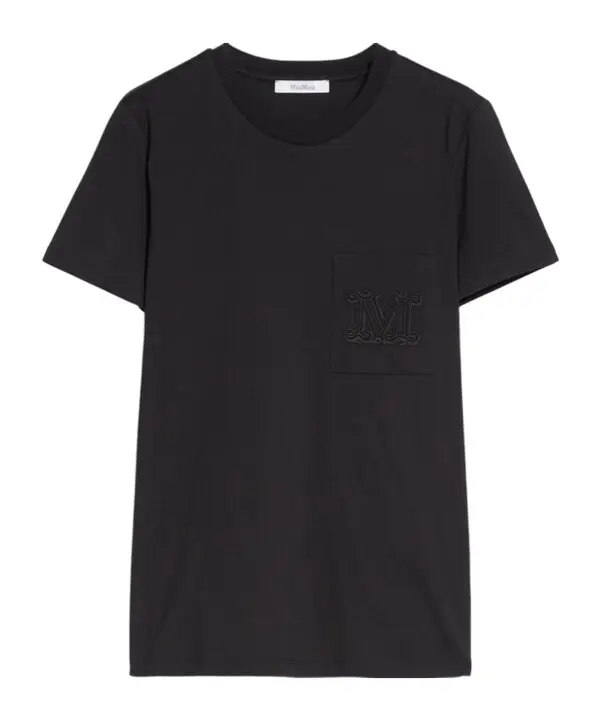 Max Mara Papaia Embroidered Logo Crewneck T-shirt - Black