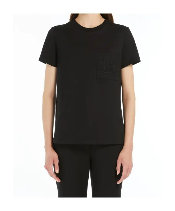 Max Mara Papaia Embroidered Logo Crewneck T-shirt - Black