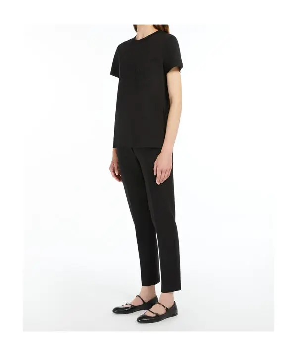 Max Mara Papaia Embroidered Logo Crewneck T-shirt - Black