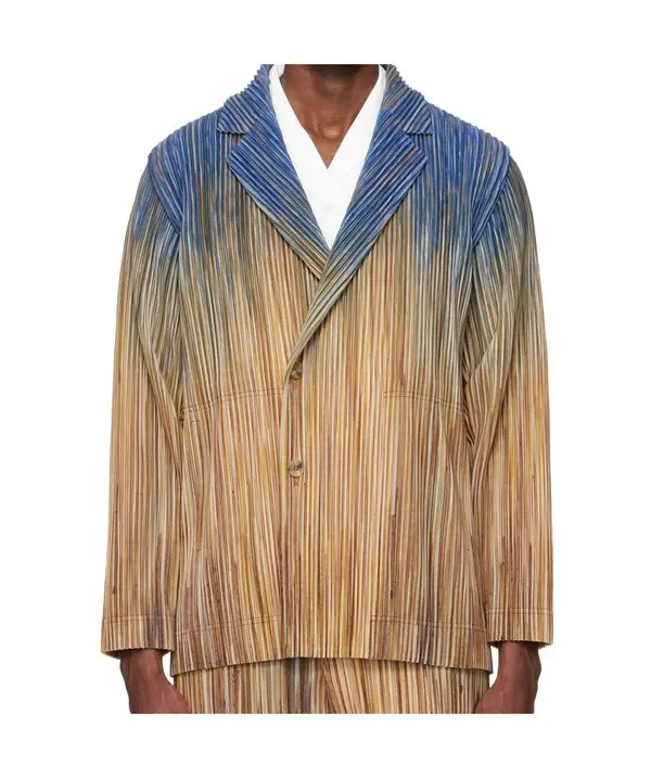 Issey Miyake Homme Plissé Pleated Double-breasted Blazer