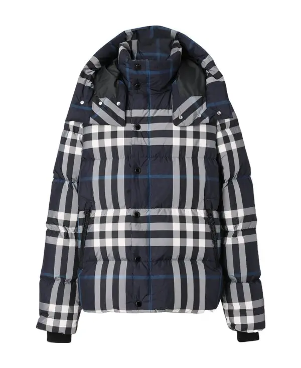 Burberry Checked Hooded Down Puffer Jacket - Black