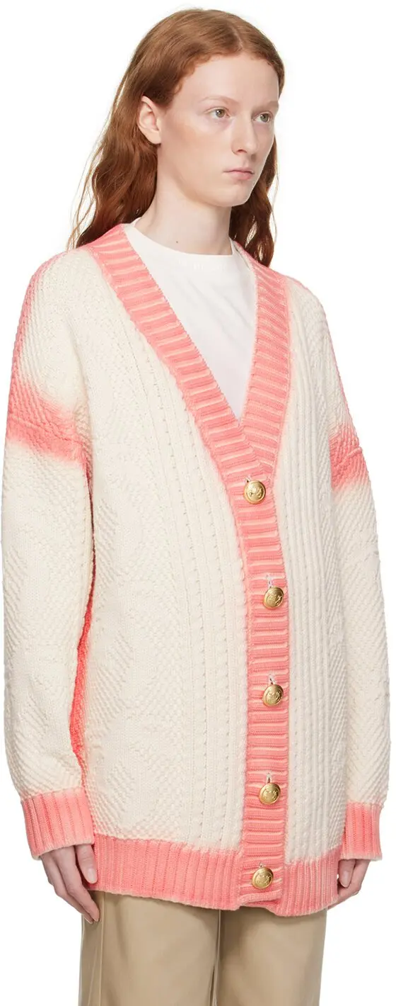 Palm Angels Spray Paint Effect Knitted Cardigan - White