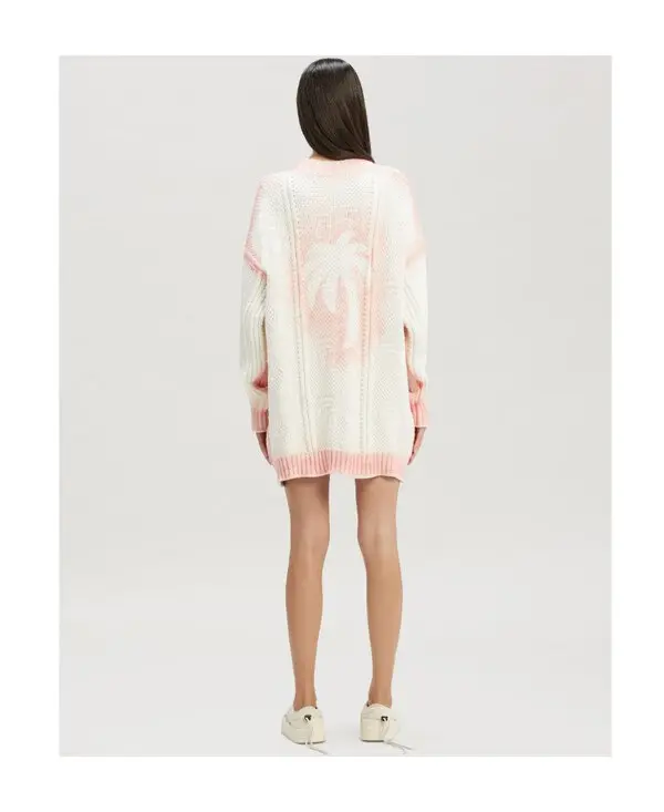 Palm Angels Spray Paint Effect Knitted Cardigan - White